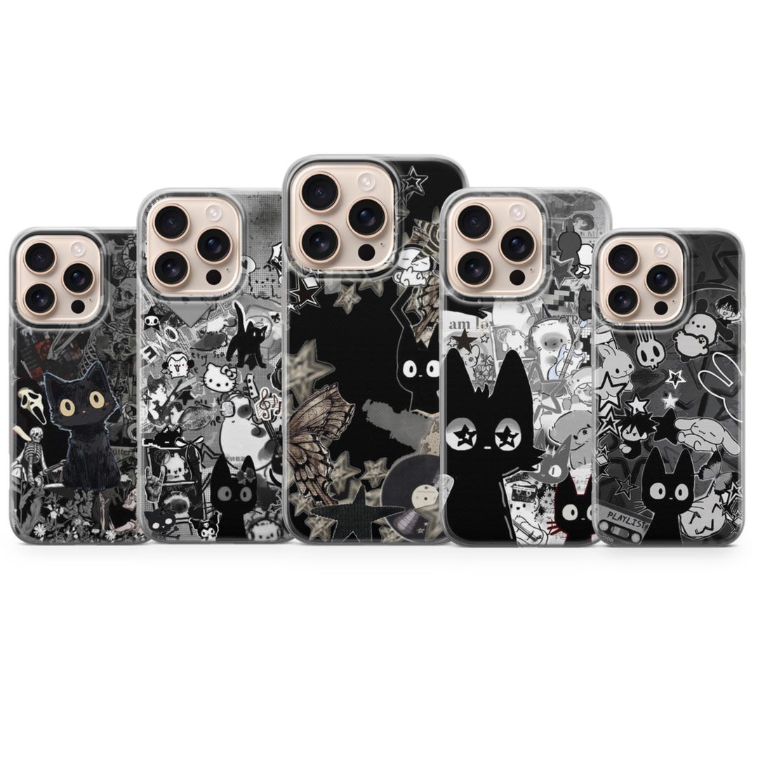 Capa para celular com colagem de gatos estilo grunge Y2K para iPhone 17 ...