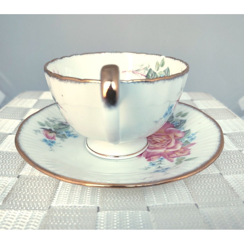 Countess Fine Bone China Floral Cup and Saucer England Gold Trim ...