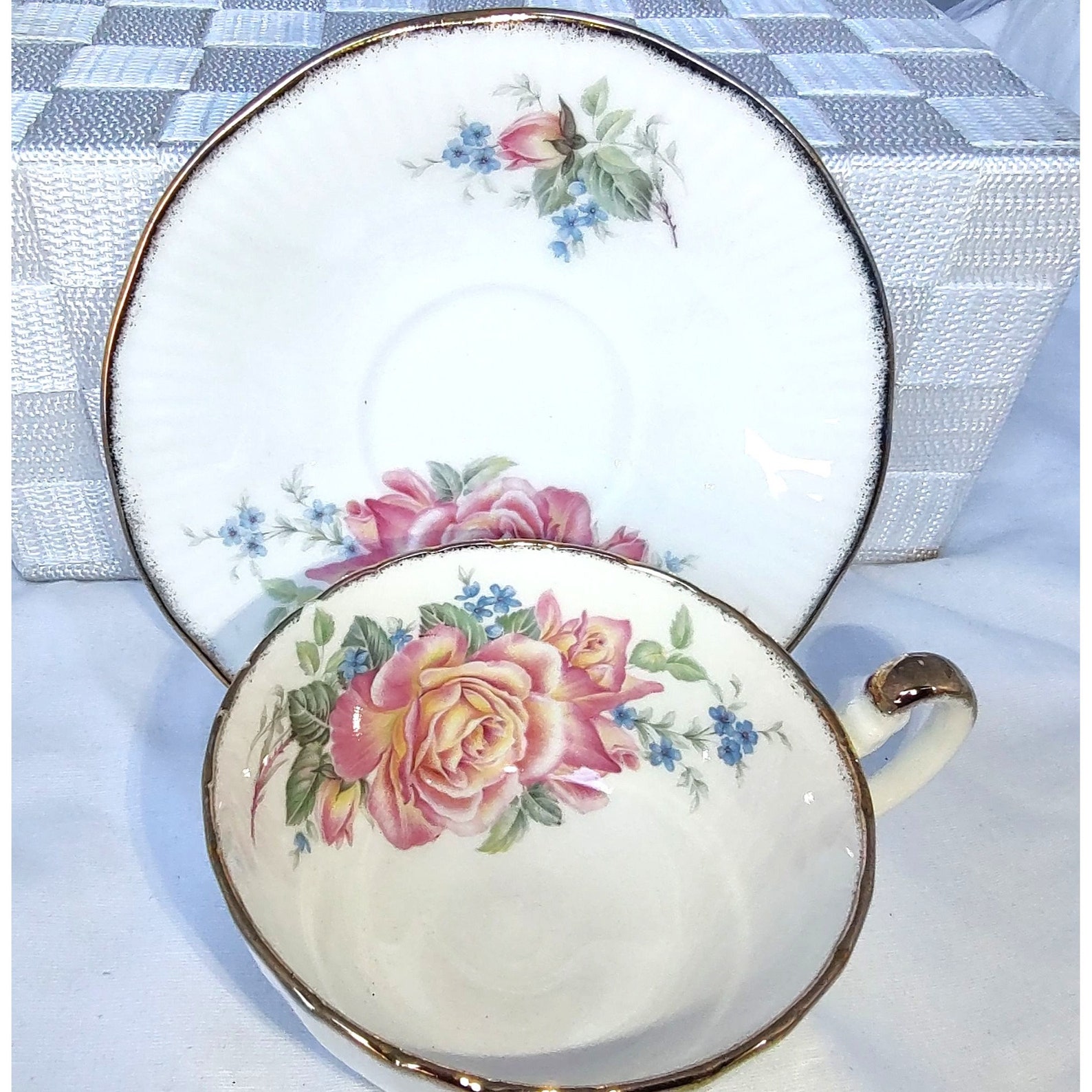 Countess Fine Bone China Floral Cup and Saucer England Gold Trim ...