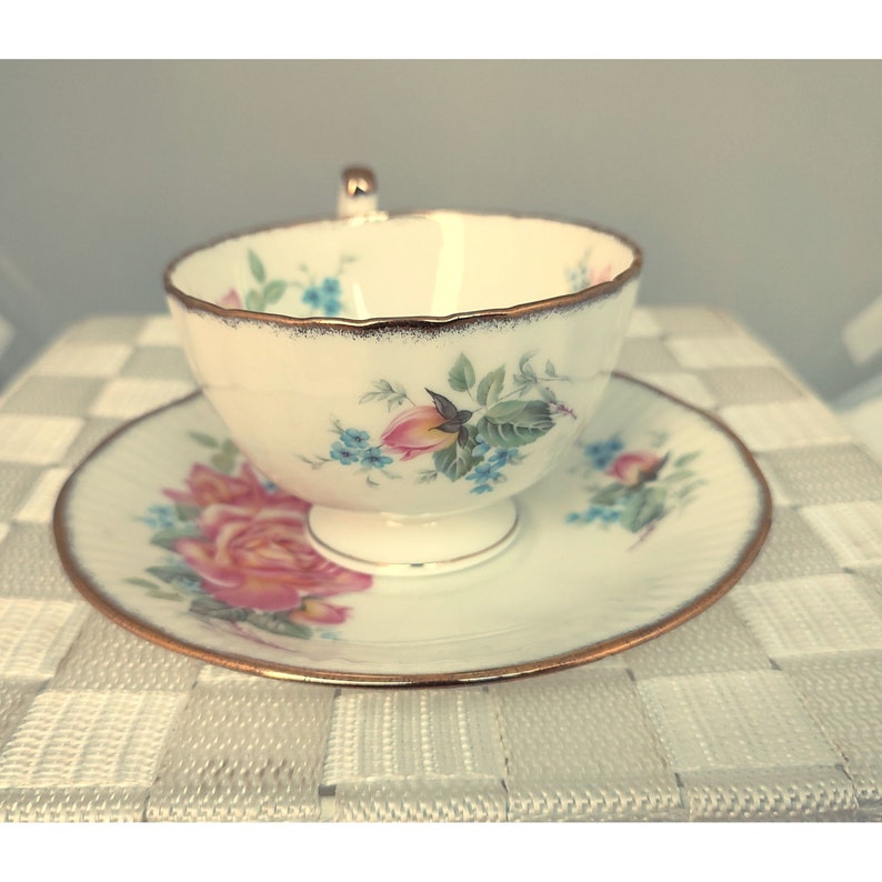 Countess Fine Bone China Floral Cup and Saucer England Gold Trim ...