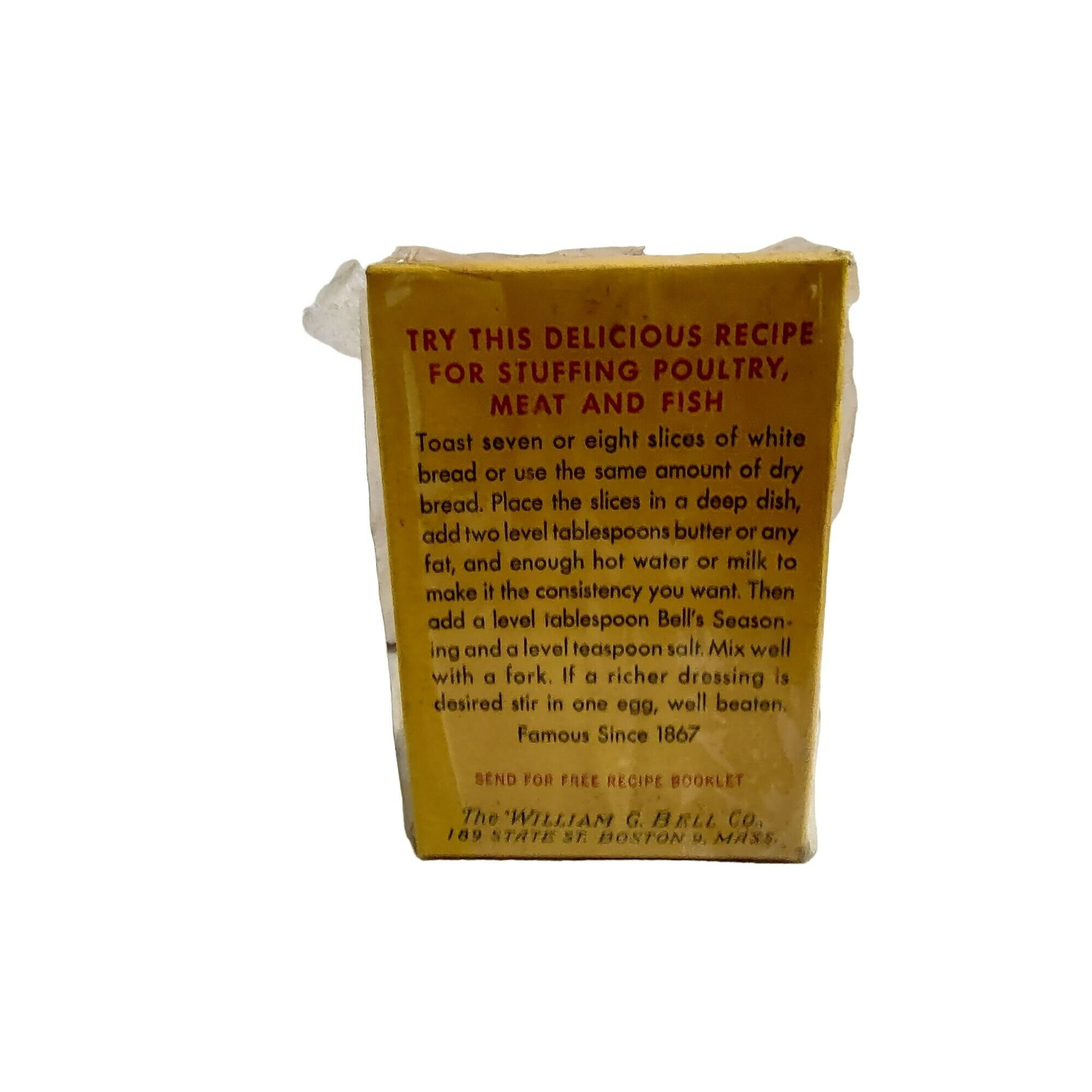 Bells Spiced Seasoning Spice Box NOS for Display Only Turkey on Front ...