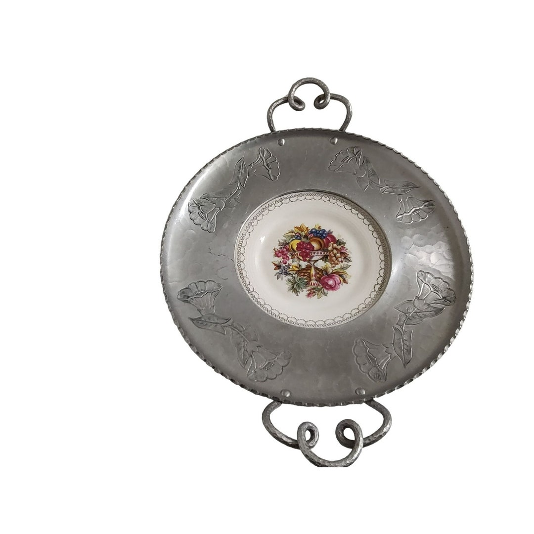 Wrought Farberware Hammered Aluminum Handled Tray With Limoges ...