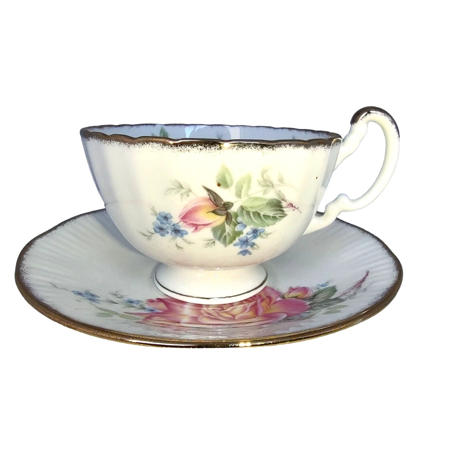 Countess Fine Bone China Floral Cup and Saucer England Gold Trim ...