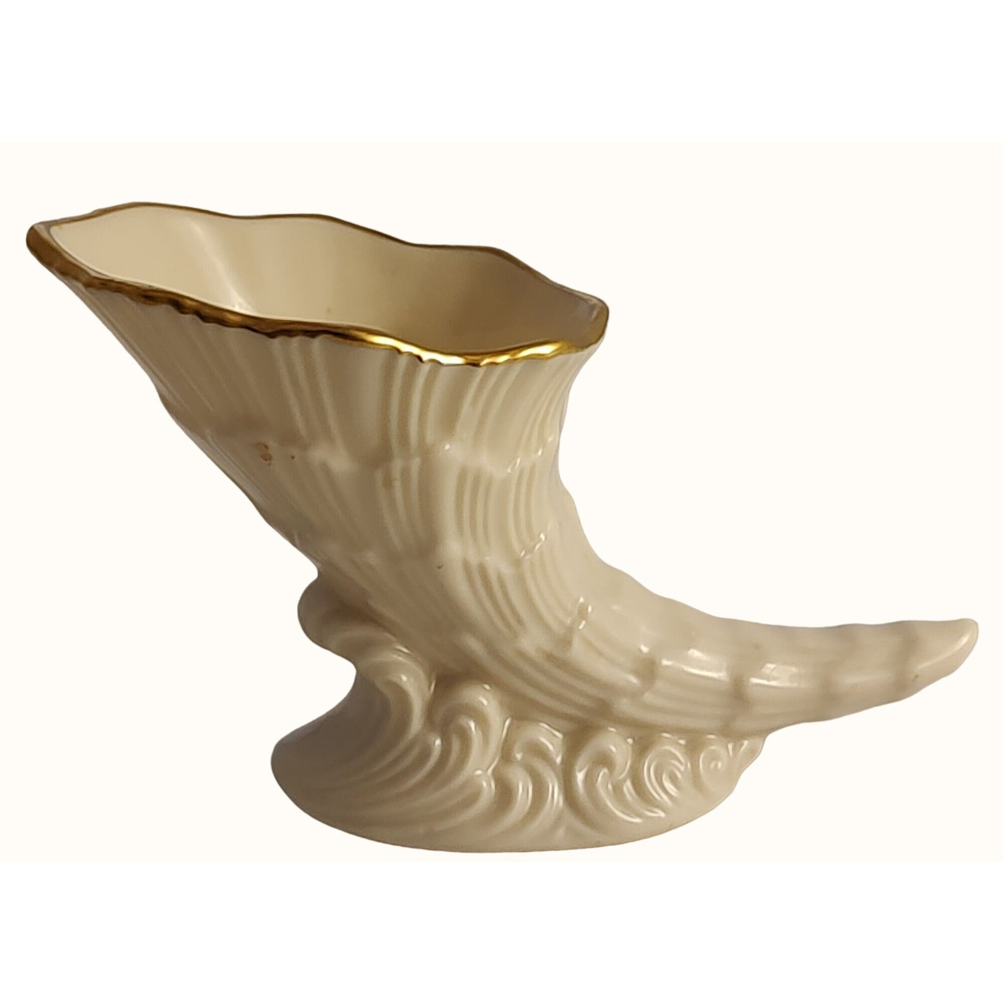 Lenox Fine China Cornucopia Horn of Plenty Vase 24K Gold Trim USA ...