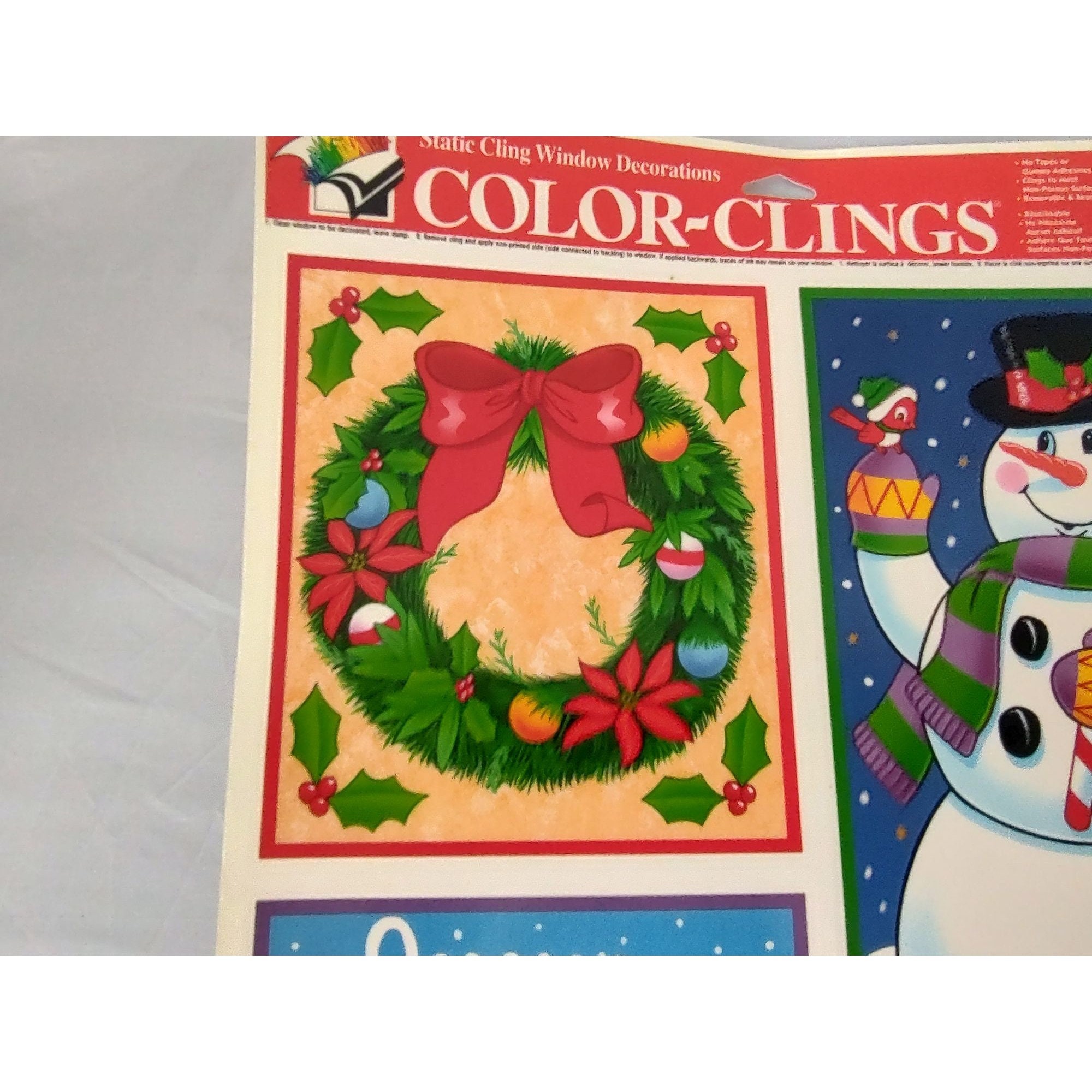 VTG Color Clings Window Decoration Snowman, Santa, Squirrel, Wreath - Etsy