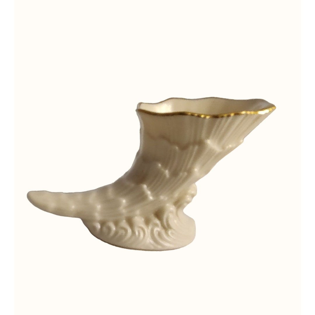 Lenox Fine China Cornucopia Horn of Plenty Vase 24K Gold Trim USA ...