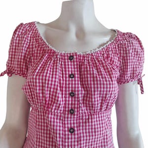 Waldschütz Traditional German Dirndl Blouse, Pink Gingham Blouse, Short ...