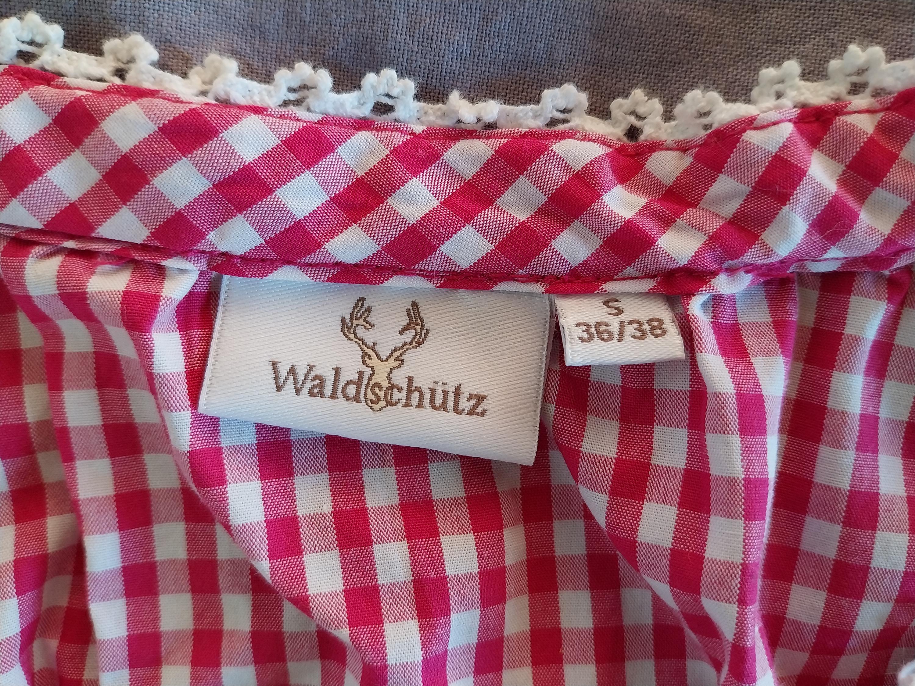 Waldschütz Traditional German Dirndl Blouse, Pink Gingham Blouse, Short ...
