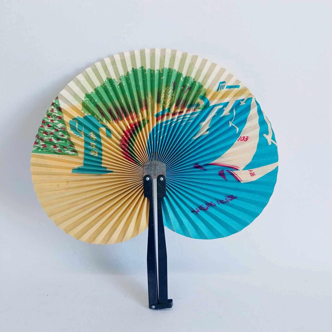 Vintage Japanese Hand Fan, Folding Hand Fan, Traditional Asian Hand Fan ...