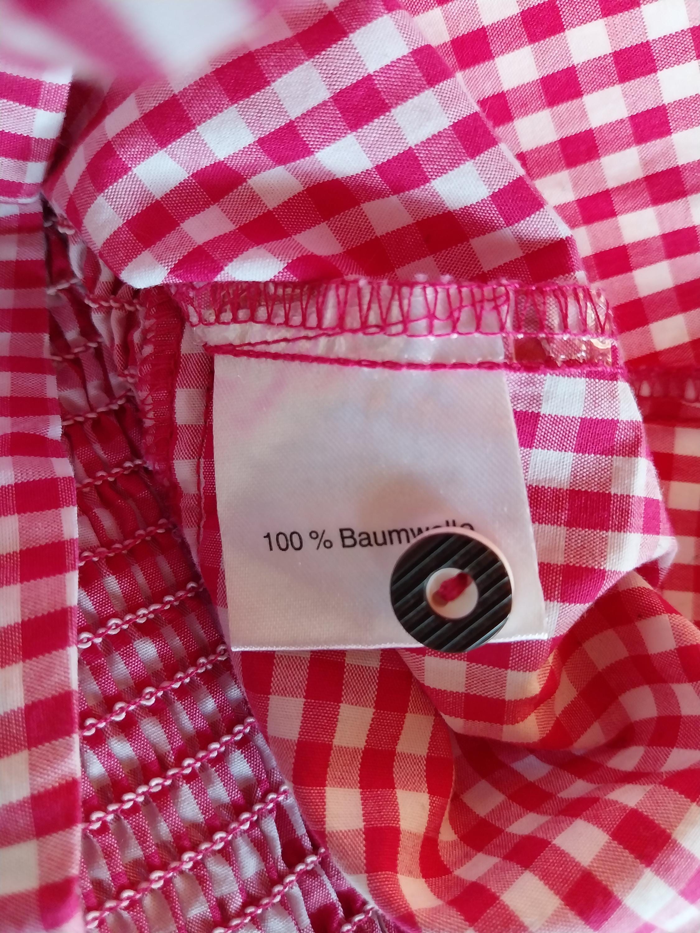 Waldschütz Traditional German Dirndl Blouse, Pink Gingham Blouse, Short ...