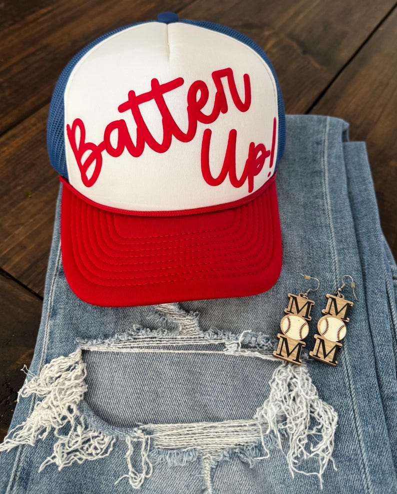 Baseball Trucker Hat! Batter Up! - Etsy