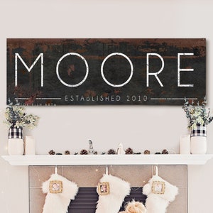 Family Name Sign Last Name Established Signs Gift for Her Modern ...
