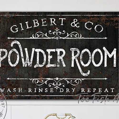 PERSONALIZED Custom Powder Room Sign Bathroom Family Name and - Etsy