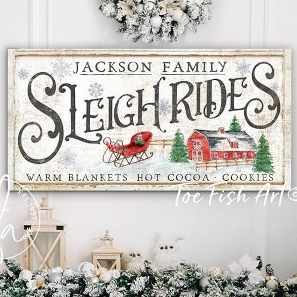 Large Sleigh Rides Sign - Etsy