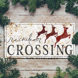Reindeer Sign Christmas Sign Christmas Decor Decorations Rustic ...