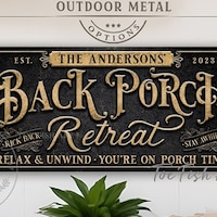 Custom Backyard Sign Metal Wall Art Led Light Personalized Patio Name ...