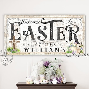 Welcome to Easter Personalized Easter Sign Decoration Family Name Sign ...
