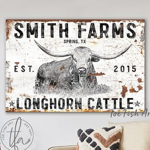 Longhorn Cattle Company Sign Rustic Cowboy Farm Sign Personalized ...