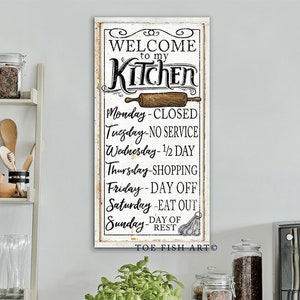Personalized Kitchen Sign Family Name Rules Last Name Established Signs ...