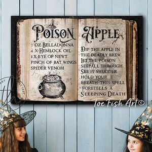 Poison Apple Spell Book Sign – Rustic Vintage Halloween Canvas Print ...