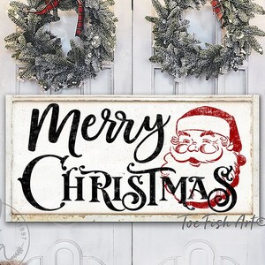 Vintage Merry Christmas Sign Farmhouse Wall Decor Holiday Wall Art ...