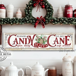 Candy Cane Sign Rustic St. Nick's Candy Cane Cafe Christmas Decor ...