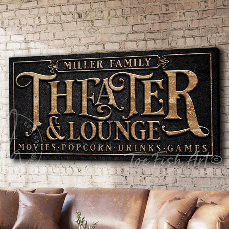 Rustic Lounge Theater Sign - Etsy