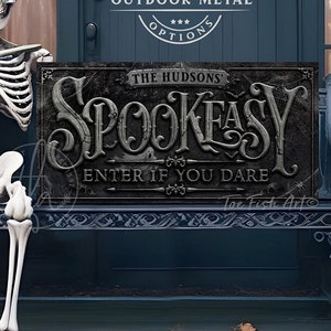 Halloween Sign - Spookeasy Personalized Home Wall Decor, Creepy Rustic ...