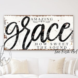 Amazing Grace Sign How Sweet the Sound Modern Farmhouse Wall Decor Live ...