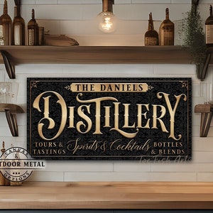 Distillery Sign Speakeasy Bar & Lounge Bourbon Whiskey Basement ...