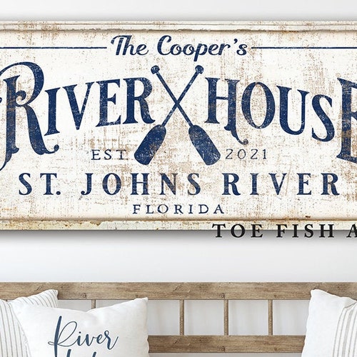 Custom River House Sign Modern Farmhouse Wall Decor Family - Etsy