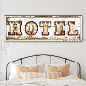 Hotel Sign Modern Farmhouse Wall Decor Bedroom Wall Art Rustic ...