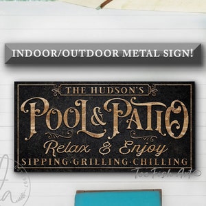 METAL SIGN Personalized Pool & Patio Sign Backyard Bar and - Etsy