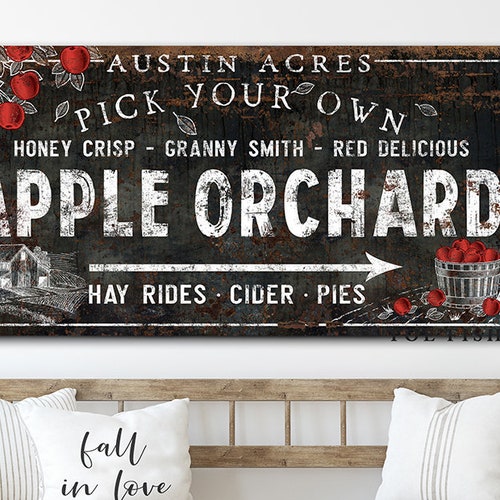 Custom Name Sign Apple Orchard Sign Rustic Fall Decor - Etsy