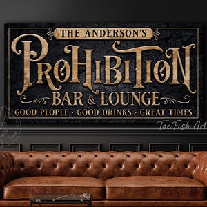 Prohibition Bar and Lounge Personalized Sign Speakeasy Personalized ...