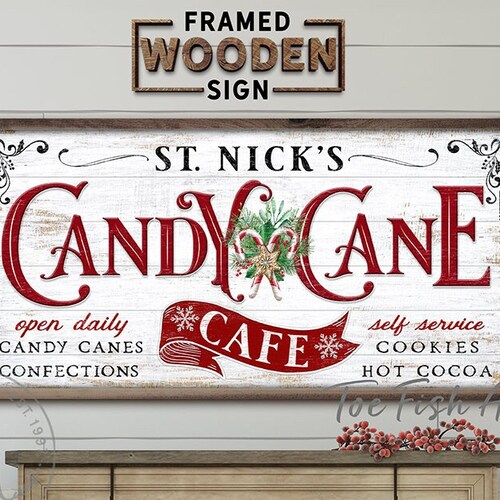 Christmas Sign Wooden Candy Cane Signs Framed Shiplap Custom - Etsy