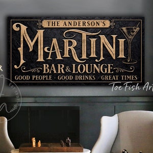 Martini Bar and Lounge Personalized Sign Cocktail & Personalized Name ...