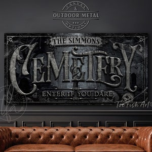 Halloween Sign Spooky Cemetery Personalized Home Decor Creepy Rustic ...