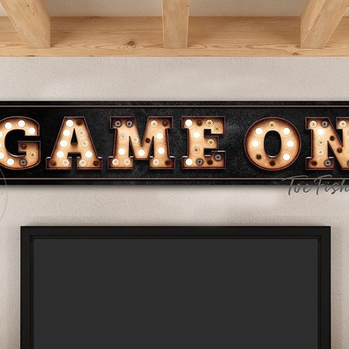 Game on Sign Modern Farmhouse Wall Decor Family Lounge Sign - Etsy