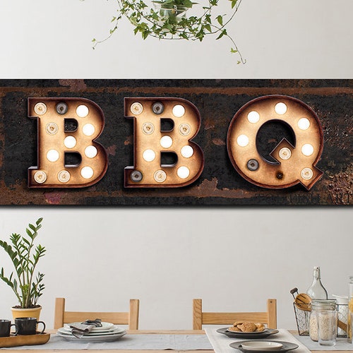 BBQ Sign Barbecue Marquee Kitchen Decor Gift for Dad Rustic - Etsy