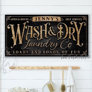 Personalized Laundry Sign Custom Wash & Dry Washing Room Name Art ...