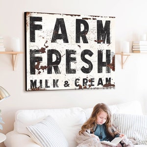 Modern Farmhouse Wall Decor Farm Fresh Milk & Cream Sign Rustic Chic ...