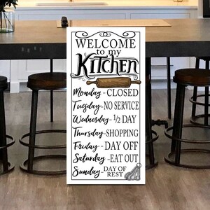 Personalized Kitchen Sign Family Name Rules Last Name Established Signs ...