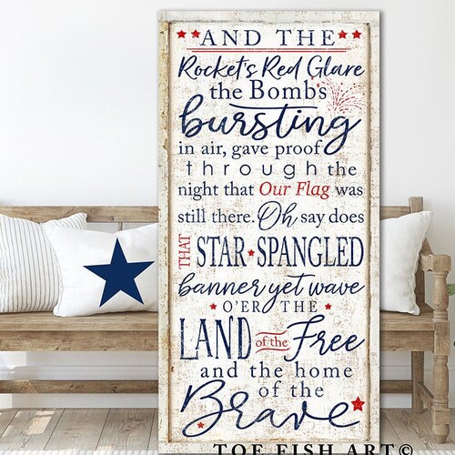 Star Spangled Banner Sign Patriotic Canvas Print Modern - Etsy