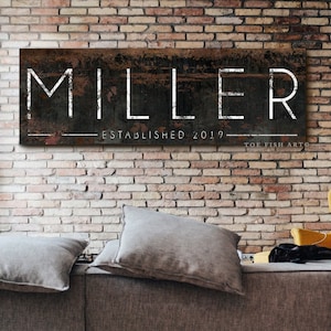 Family Name Sign Last Name Established Signs Gift for Her Modern ...