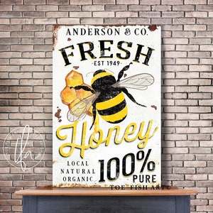 Farm Fresh Honey Sign Modern Farmhouse Decor Custom Family Name Sign ...