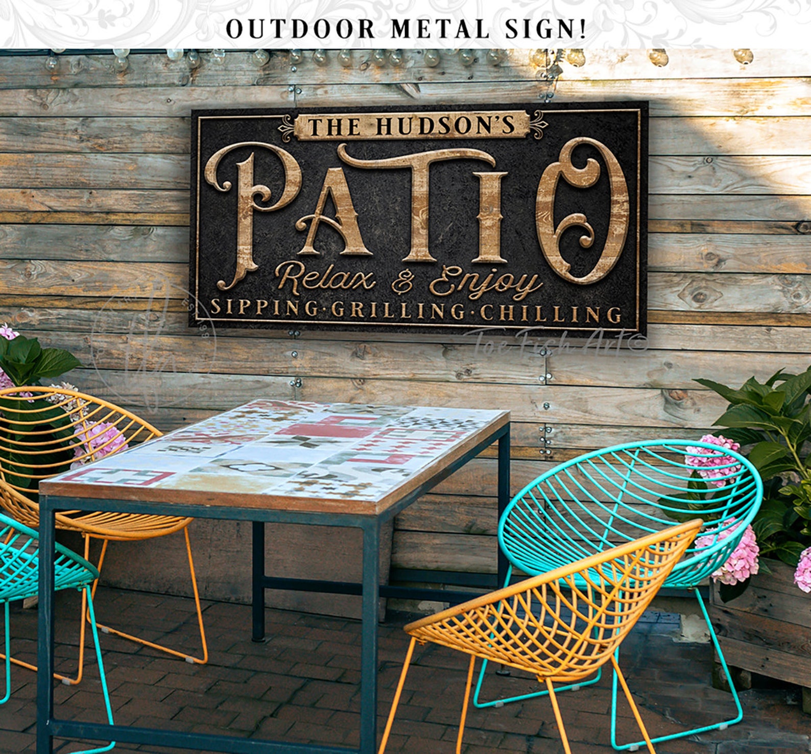 Personalized Patio Sign Backyard Bar and Grill Pool Deck Custom Name ...