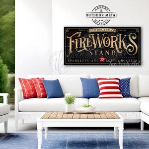 4th of July Sign Fireworks Stand Sign Personalized Wall Decor 1776 ...