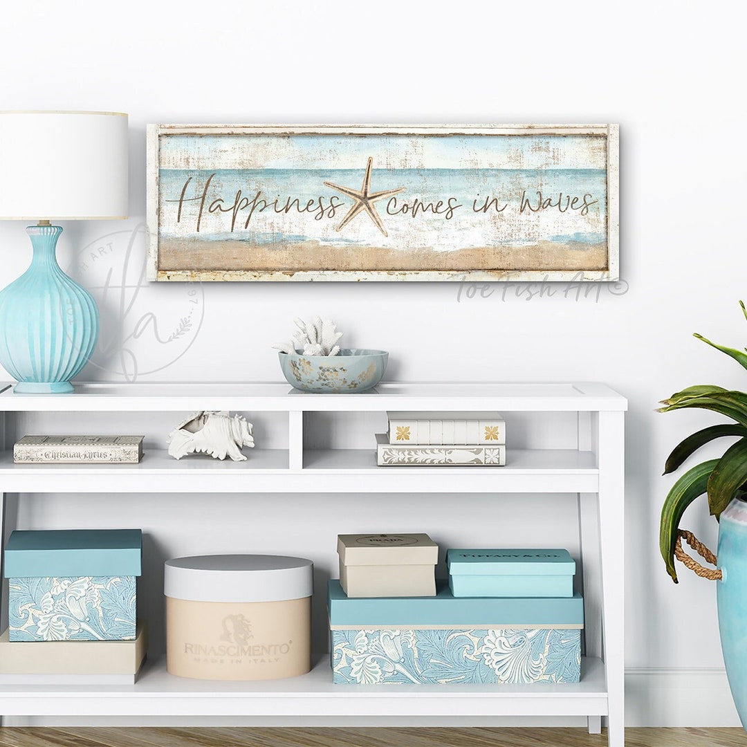 Coastal Beach Decor Beach House Sign Cottage Home Art Starfish Shell ...