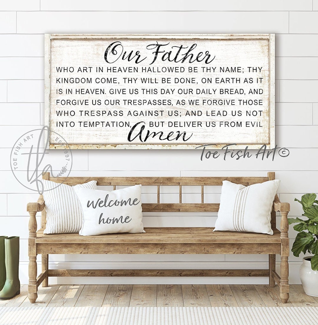 The Lords Prayer Sign Our Father Sign Modern Farmhouse Wall Decor Who ...
